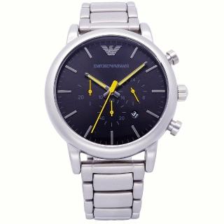 【EMPORIO ARMANI】ARMANI 鐵漢威風三眼計時優質腕錶-黑+銀-AR11324-momo購物網 - 好評推薦 - 2025年9月