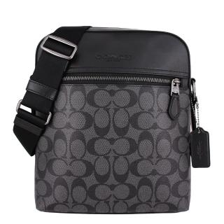 【COACH】雅痞型男 PVC拼接皮革 肩背包 / 斜背包 / 飛行包(黑灰)-momo購物網 - 好評推薦 - 2025年7月