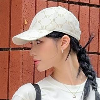 【MLB】可調式硬頂棒球帽 Monogram系列 紐約洋基隊(3ACPM044N-50CRD)-momo購物網