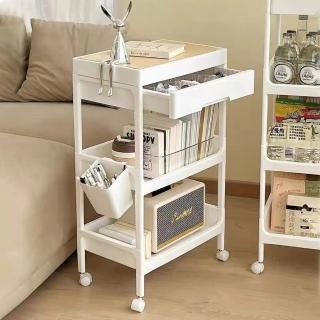 【大城小居】三層推車收納架 帶抽屜(置物架 落地置物 零食架 儲物架)-momo購物網 - 好評推薦 - 2025年10月