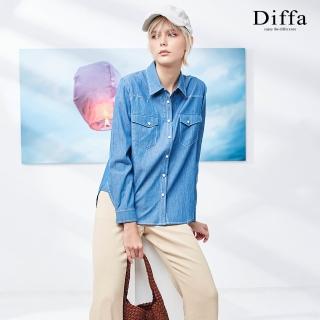 【Diffa】時尚細點牛仔上衣-女(丹寧)-momo購物網 - 好評推薦 - 2024年9月