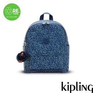 【KIPLING官方旗艦館】丹寧手刷條紋印花多袋小型後背包-MATTA UP-momo購物網