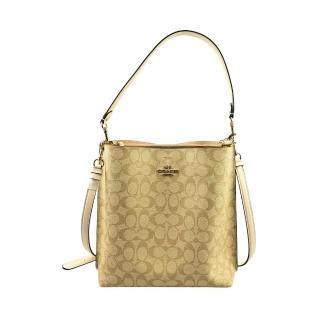 【COACH】PVC Logo硬板雙層肩背/斜背水桶包(淺卡其C/大款)-momo購物網 - 好評推薦 - 2025年1月