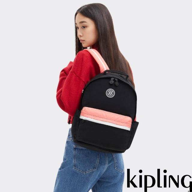 【KIPLING官方旗艦館】黯黑拼接多袋拉鍊後背包-DAMIEN M - momo購物網 - 好評推薦 -2024年9月