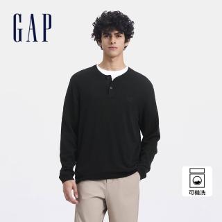 【GAP】男裝 Logo刺繡圓領長袖針織衫-黑色(636474)-momo購物網 - 好評推薦 - 2024年9月
