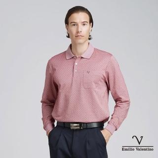 【Emilio Valentino 范倫鐵諾】男 長袖POLO衫 棉質舒適透氣 胸袋 polo衫 薄款 上衣 紅(21-4V8860 ...