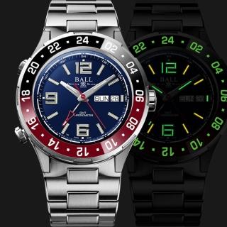 【BALL 波爾】Roadmaster 限量GMT天文台認證鈦金屬陶瓷潛水機械錶-40mm 七夕 情人節禮物(DG3000A-S8CJ-BE ...