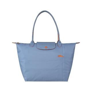 【LONGCHAMP】LONGCHAMP刺繡橘色馬LOGO尼龍拉鍊手提/肩背包(大/霧藍)-momo購物網 - 好評推薦 - 2024年9月