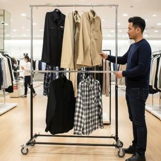 【Aaronation 愛倫國度】2入裝 百貨服飾專用 重型滑輪 雙桿式 掛衣架 衣架 曬衣架 衣櫥(5N-A315X2)-momo購物網 ...