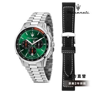 【MASERATI 瑪莎拉蒂 官方直營】Sorpasso 迅捷疾馳系列三眼手錶套組 銀色x黑色不鏽鋼鍊帶42MM R8873624002 ...