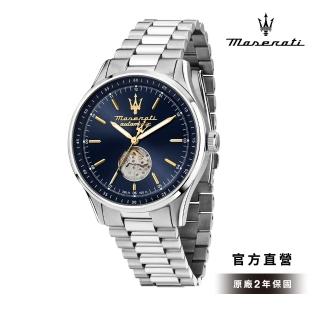 【MASERATI 瑪莎拉蒂 官方直營】Sorpasso 迅捷疾馳系列機械手錶 晶綻藍 銀色不鏽鋼鍊帶 42MM R8823124002 ...