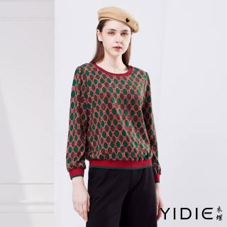 【YIDIE 衣蝶】撞色幾何印花亮鑽上衣-紅-momo購物網 - 好評推薦 - 2025年9月