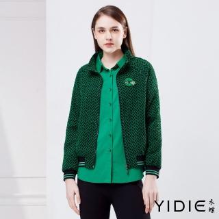 【YIDIE 衣蝶】字母貼布繡提織車線外套-墨綠-momo購物網
