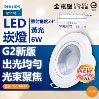 【Philips 飛利浦】6入組 LED崁燈 RS100B 6W 全電壓 7.5cm 嵌燈(白光/自然光/黃光)-momo購物網 - 好評推薦 ...