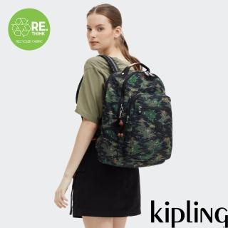 【KIPLING官方旗艦館】『首爾包』迷彩印花機能手提後背包-SEOUL LAP-momo購物網
