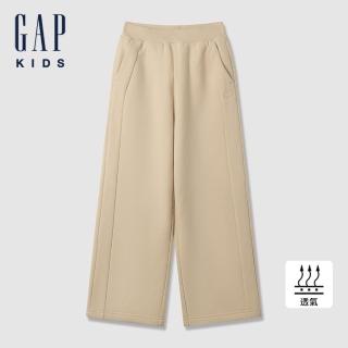 【GAP】女童裝 Logo刷毛鬆緊運動褲-米色(606697)-momo購物網