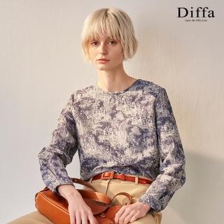 【Diffa】復古藍白緹花貼袋設計上衣-女-momo購物網 - 好評推薦 - 2024年12月