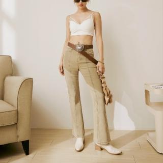 【OB 嚴選】視覺細-5KG．鬆緊腰彈力炒鹽牛仔喇叭顯瘦褲 《BA7503》-momo購物網