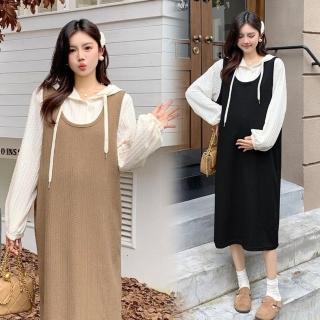 【漂亮小媽咪】秋冬 背帶 背心長裙 無袖 可調節 孕婦裝 背心裙(連帽衫、實拍、Q彈、慵懶感)-momo購物網 - 好評推薦 - 2025年12月