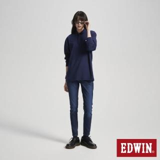【EDWIN】男裝 WILD FIRE 經典印花長袖POLO衫(丈青色)-momo購物網