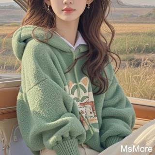 【MsMore】韓系奶fufu慵懶風長袖綠色寬鬆連帽T保暖短版上衣#123867(綠)-momo購物網 - 好評推薦 - 2025年3月