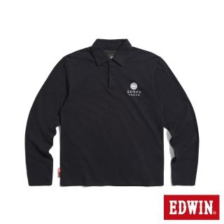 【EDWIN】男裝 WILD FIRE 長袖POLO衫(黑色)-momo購物網