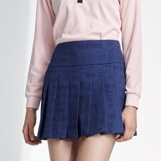 【PLAYBOY GOLF】女款文字圖騰高彈性壓褶短裙-深藍(吸濕排汗/高爾夫短裙/KD23210-58)-momo購物網 - 好評推薦 ...