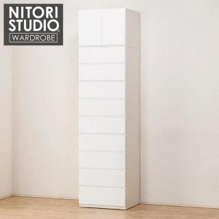 【NITORI 宜得利家居】 耐震機能 高整理衣櫃 附上櫃 PORTE-D 60TC 60U WH(耐震機能 衣櫃 上櫃)-momo購物網 ...