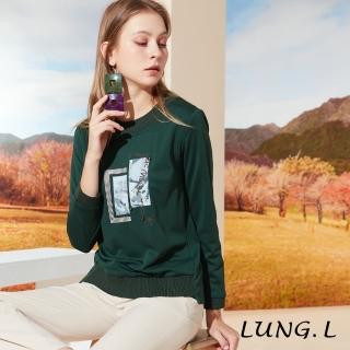 【LUNG.L 林佳樺】LR12A綠色圓領前片膠印長袖女裝上衣(秋冬新品)-momo購物網 - 好評推薦 - 2025年8月