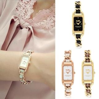 【COACH】官方授權 Cadie馬車長方皮革鍊帶 小香 女錶-17.5/4色可選(14504281/14504283/14504282 ...