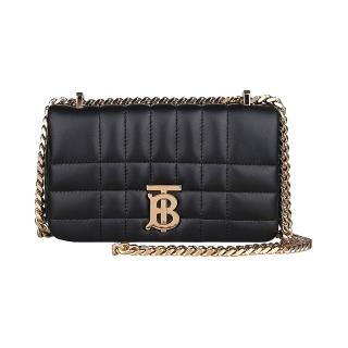 【BURBERRY 巴寶莉】BURBERRY LOLA LOGO釦式格紋小羊皮鏈帶肩背斜背包(迷你/黑)-momo購物網 - 好評推薦 ...