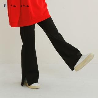 【a la sha】蓬蓬LOGO合身喇叭褲-momo購物網