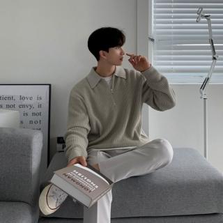 【巴黎精品】現貨+預購 針織衫長袖POLO衫(寬鬆翻領純色慵懶風男上衣2色a1io5)-momo購物網 - 好評推薦 - 2025年8月