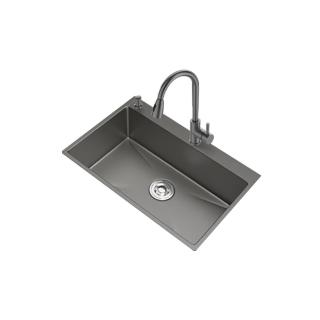 【Josie】304不鏽鋼水槽 灰色大單槽50x40 抽拉龍頭套餐(廚房水槽/洗手盆/洗手台/洗菜池/水槽/洗碗池)-momo購物網 - 好評 ...