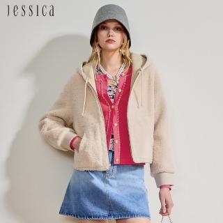 【JESSICA】百搭休閒兩面穿羊皮草連帽抽繩外套J44C00-momo購物網