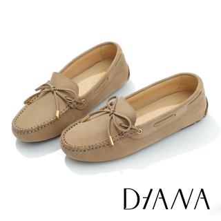 【DIANA】磨砂牛皮蝴蝶結平底莫卡辛鞋(可可)-momo購物網