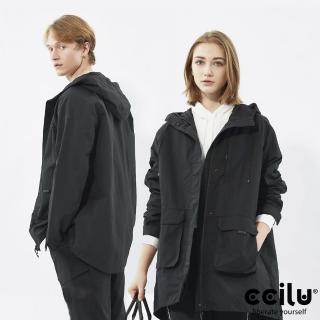 【CCILU 馳綠】連帽外套 男 女 中性 防潑水 長版風衣外套 黑 C455142120-momo購物網 - 好評推薦 - 2024年12月