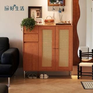 【hoi! 好好生活】預購★林氏木業秋辰系列復古風藤編收納鞋櫃-momo購物網 - 好評推薦 - 2025年8月