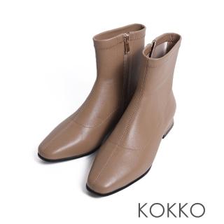 【KOKKO】裸腳感親膚彈力羊皮顯瘦短靴(卡其色)-momo購物網 - 好評推薦 - 2025年11月