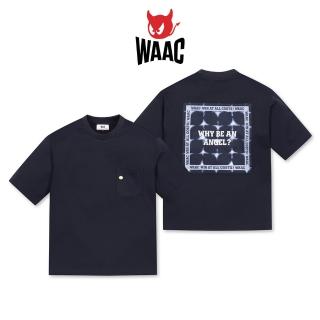 【WAAC】SCARF PATCH SS POCKET CREWNECK TOP 女士 口袋圓領短袖上衣 藍色-momo購物網