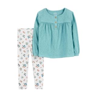 【Carter’s官方授權】湖水綠與彩花嬰兒2件組套裝(原廠公司貨 童裝 歡慶雙十)-momo購物網 - 好評推薦 - 2025年10月