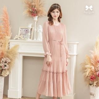 【Iris Girls 艾莉詩】紅粉佳人壓褶洋裝-粉色(45639)-momo購物網 - 好評推薦 - 2025年6月