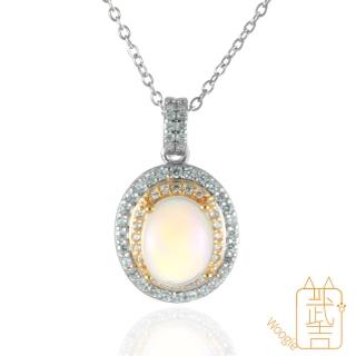 【Woogie武吉珠寶】天然水蛋白石蛋面爪鑲項鍊(遊彩7x9mm)-momo購物網 - 好評推薦 - 2025年8月