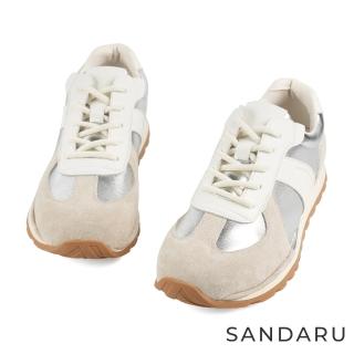 【SANDARU 山打努】休閒鞋 拚接絨布綁帶運動鞋(銀)-momo購物網 - 好評推薦 - 2025年10月