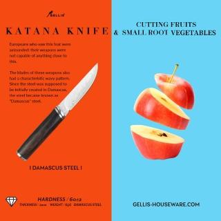 【GELLIS 鵲利仕】KATANA 日式武士刀款紅檀木柄大馬士革鋼水果刀戶外登山野營刀(多功能設計刀款)-momo購物網 - 好評推薦 ...
