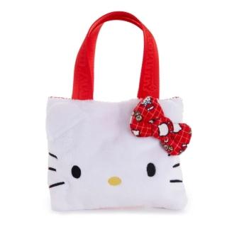【小禮堂】Sanrio 三麗鷗 Hello Kitty 絨毛大臉迷你手提袋 - 50週年 紅格紋滿版款(平輸品)-momo購物網 - 好評推薦 ...