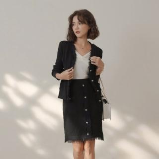 【MYDRESS】氣質V領針織排釦套裝-momo購物網 - 好評推薦 - 2025年7月