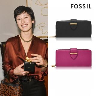 【FOSSIL 官方旗艦館】Bryce 真皮造型扣帶長夾(多色可選)-momo購物網