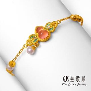 【GJS 金敬順】黃金手鍊珍珠粉晶葫蘆-古法金工藝(金重:2.00錢/+-0.03錢)-momo購物網 - 好評推薦 - 2024年12月