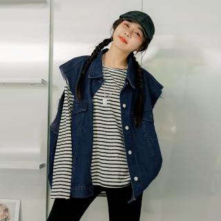 【OB 嚴選】原創DAY刺繡寬版牛仔背心 《EA3566》-momo購物網